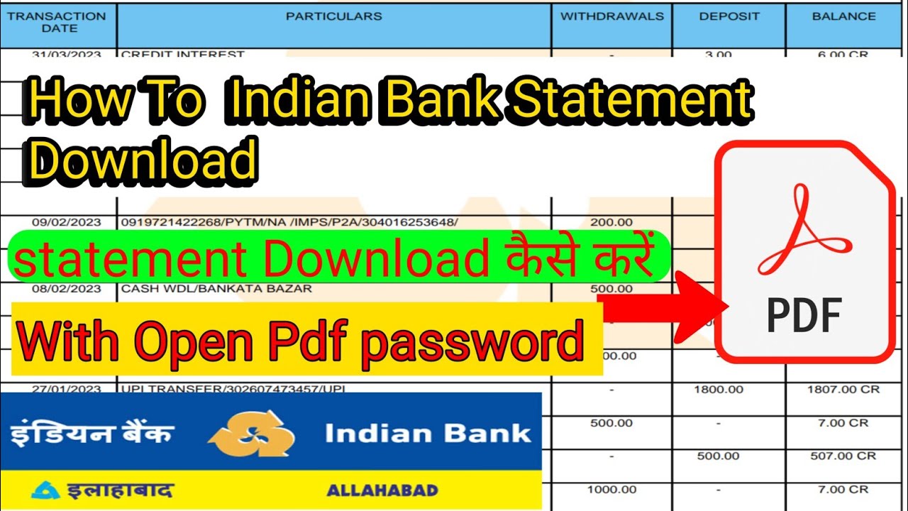 How to Indian Bank Statement Download|| Indian Bank Ka Statement ...