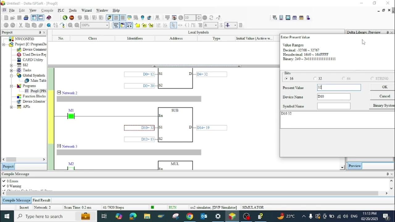 DELTA PLC Math instructions ADD, SUB, MUL, DIV, INC, DEC simulation tutorial. ISP SOFT tutorial ...