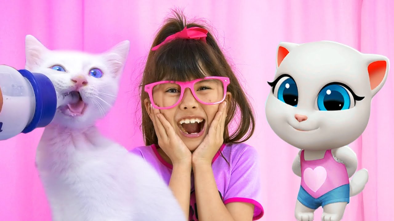 Abby Hatcher learns to care for a kitten Talking Angela with Talking ...