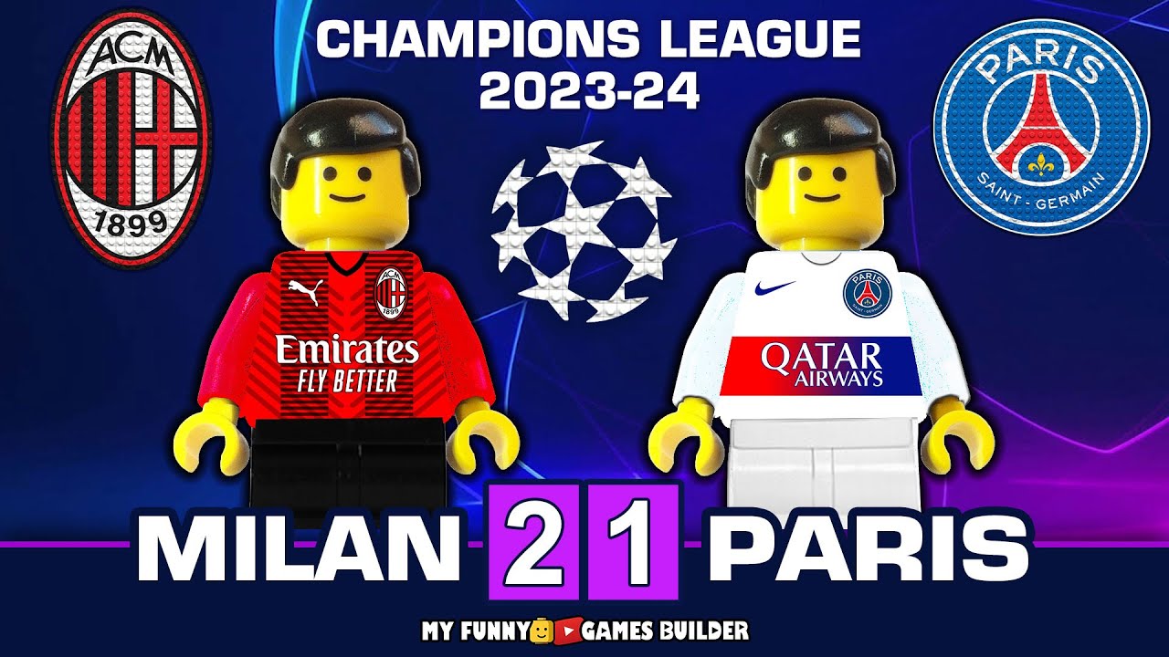 Milan vs PSG 2-1 • Champions League 2023/24 • Leao Goals & Highlights in Lego Football (Paris ...