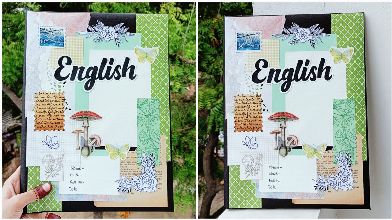 Easy English project file decoration idea || Aesthetic English project ...