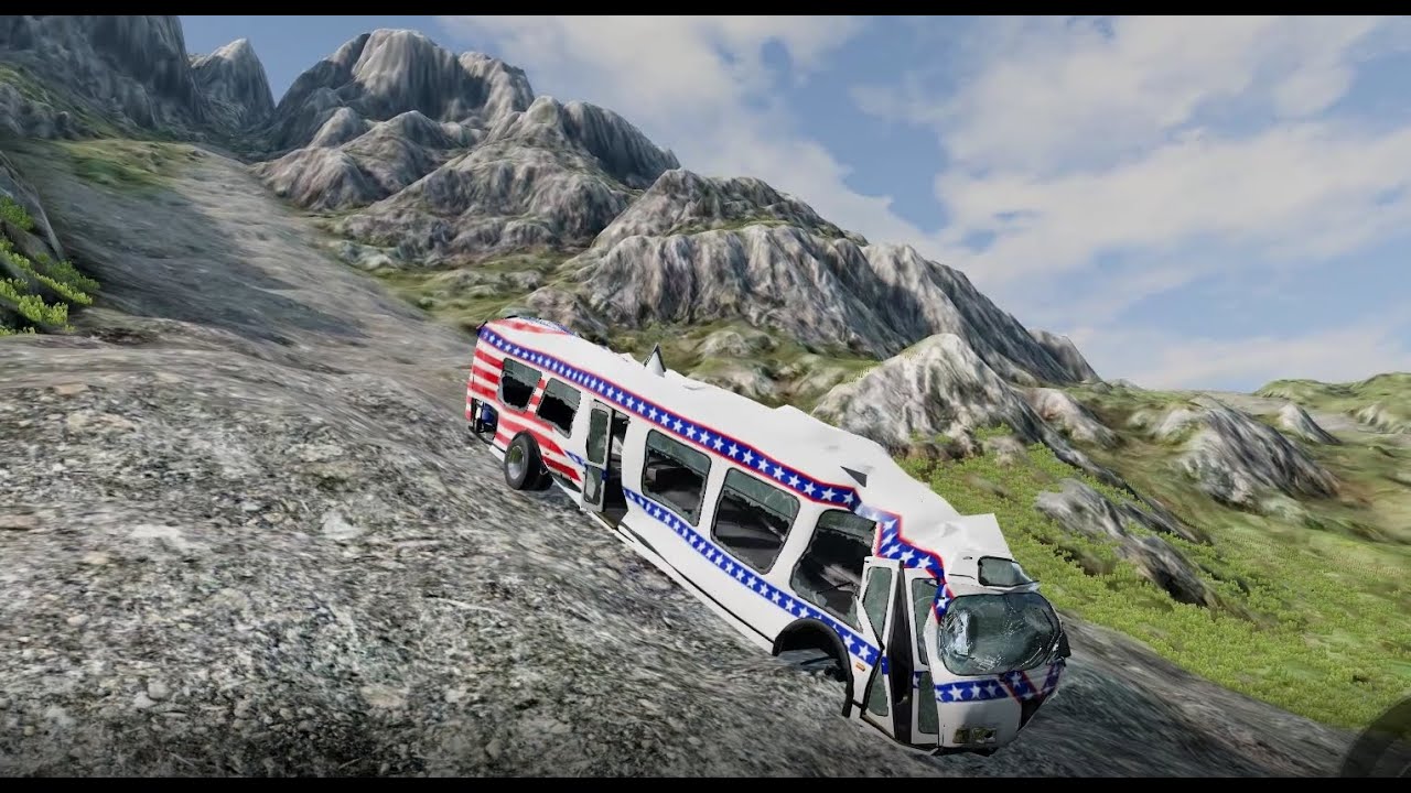 Nitro Bus Crashes from Mountain BeamNG Drive - YouTube