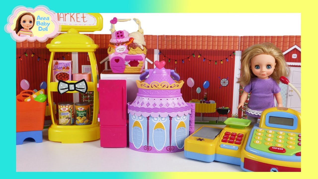 Anna Baby Doll - Shopping at the Supermarket - Video for Kids - YouTube