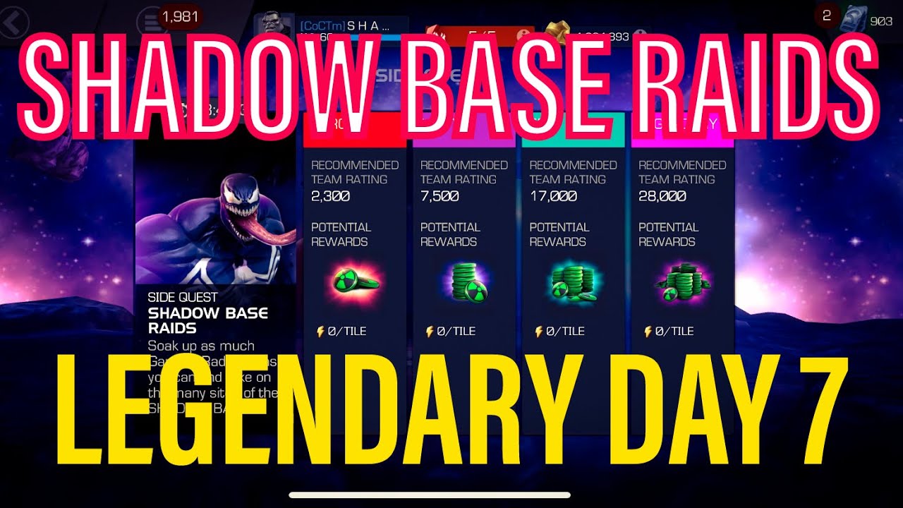 Shadow Base Raids Legendary Day 7 | Marvel Contest Of Champions - YouTube