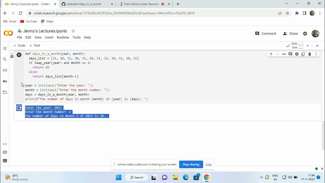 Days in a Month | Days Calculator | Python Programming | @JennyslecturesCSIT - YouTube