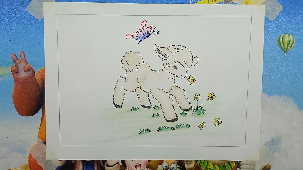 How to Create a Vibrant Lamb Drawing Using Oil Pastels and Pencils: A ...