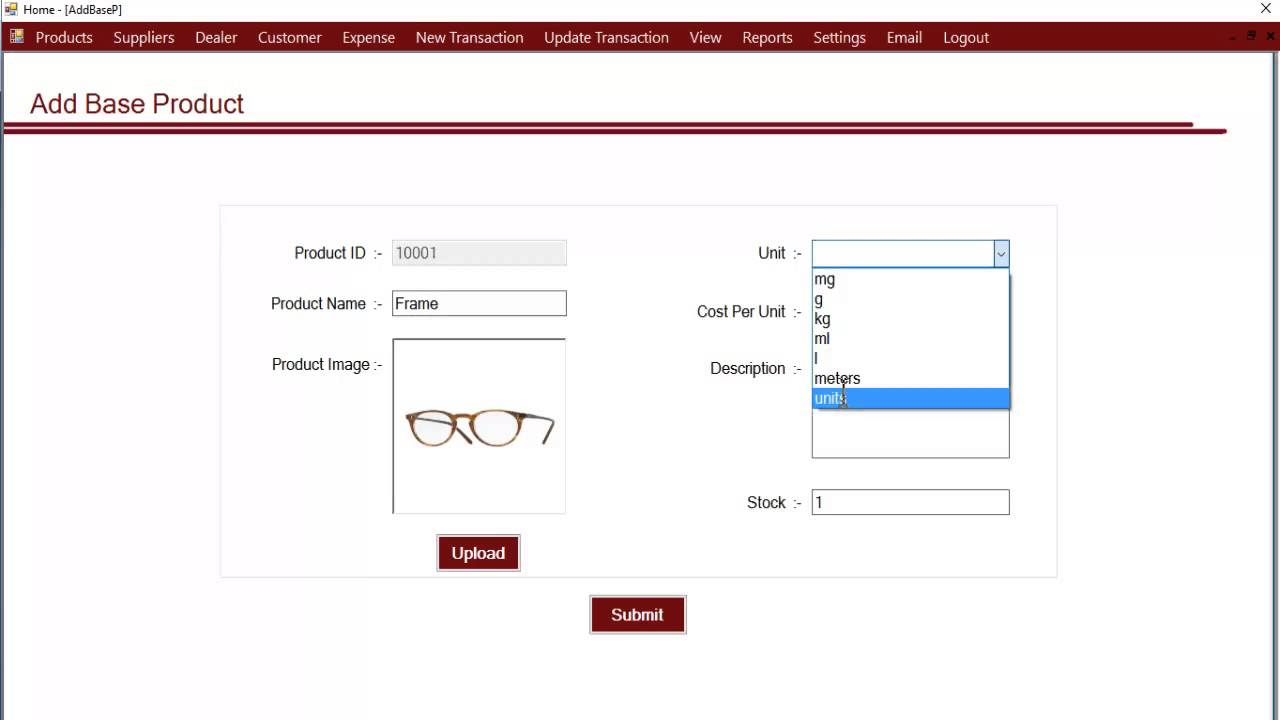 Adding Base Products in Optical Store Manager Software English - YouTube