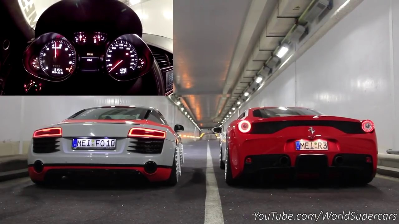 Audi R8 vs Ferrari Sound Acceleration - YouTube