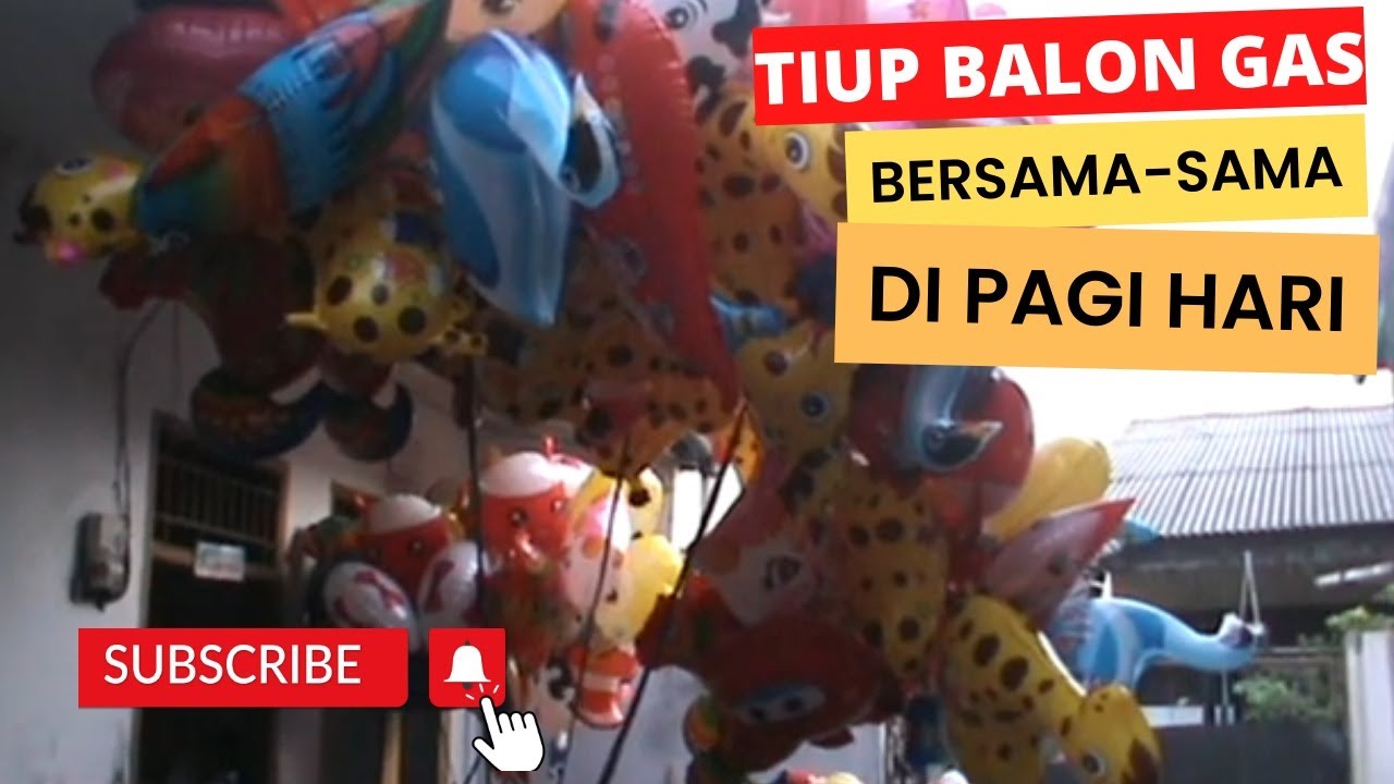 Blow up gas balloons together in the morning - YouTube