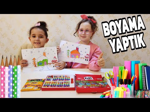BAHAR VE BANU ALYA İLE KAR YAĞAN BİR EVE BOYAMA YAPTIK !!  ماما جابت بيبي - جنى مقداد | طيور الجنة