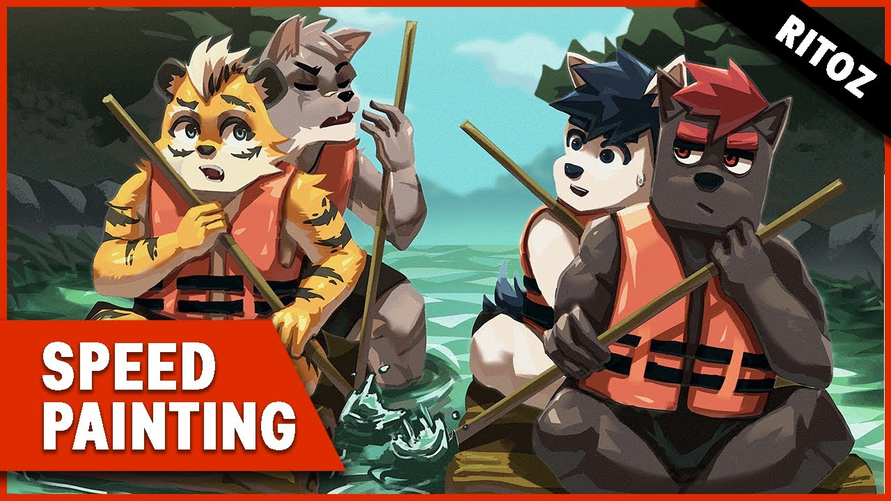 Rafting Time! | Furry Speed Painting - YouTube