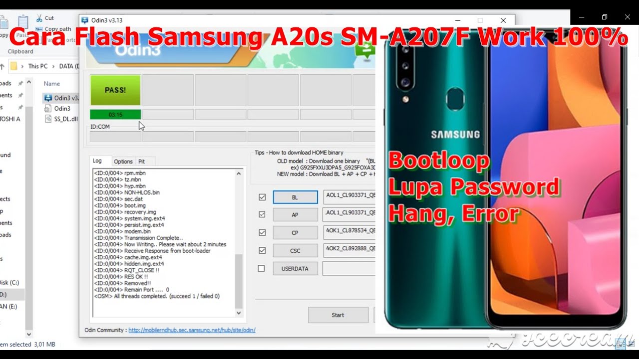 Cara Flash Samsung A20s SM-A207F Work 100% - YouTube