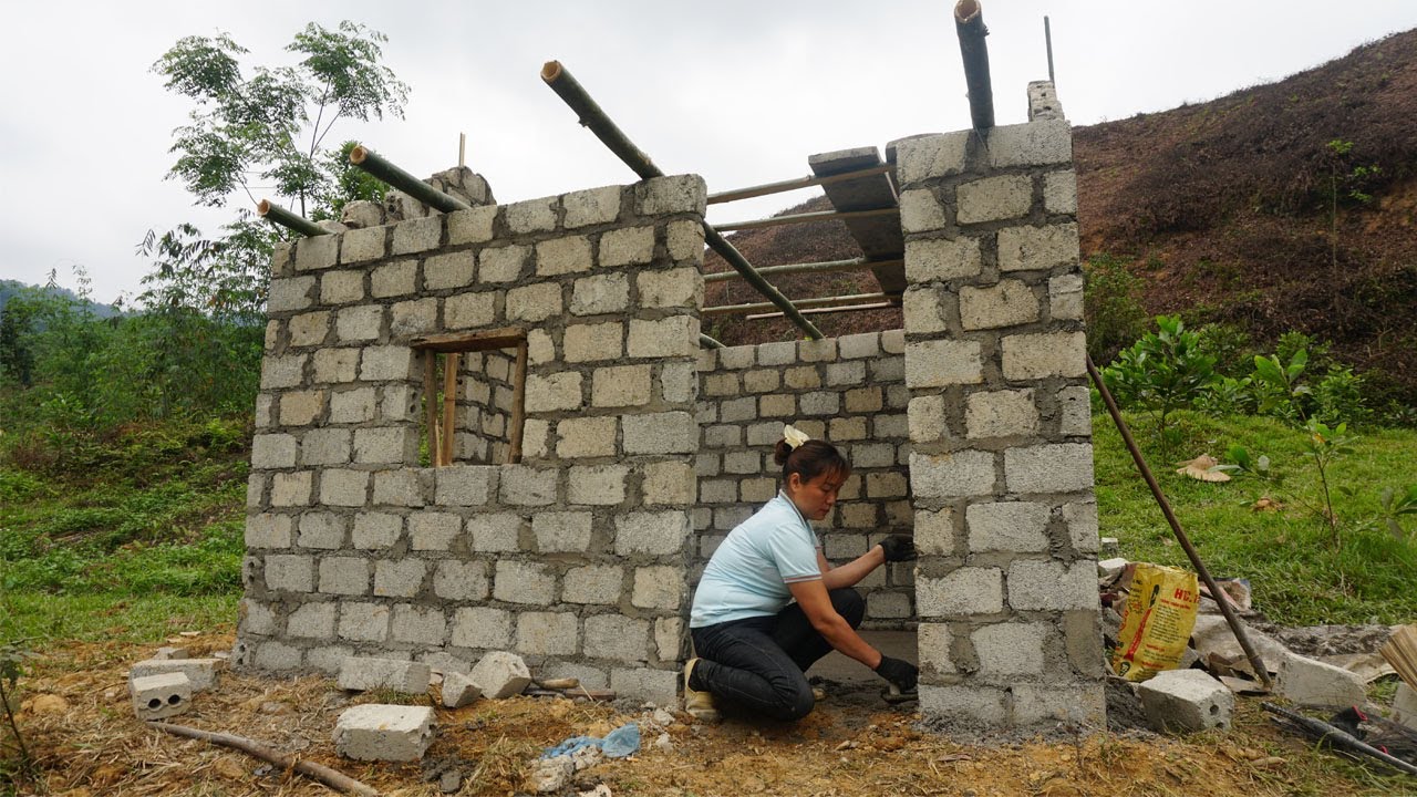 TIMELAPSE: START to FINISH Alone Building Brick House - Build Wall Use ...