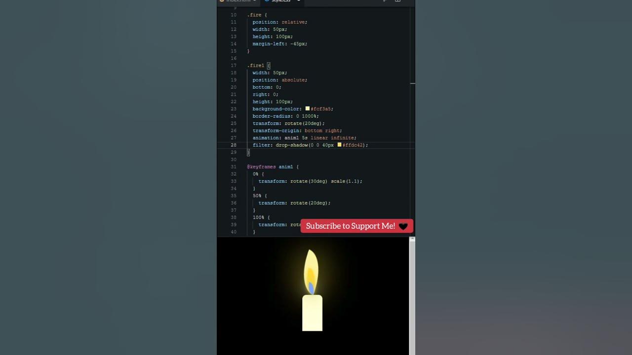 Candle π―οΈπ―οΈ Animation Using Pure Html And Css Css Tricks Coding π₯ Shorts Youtube