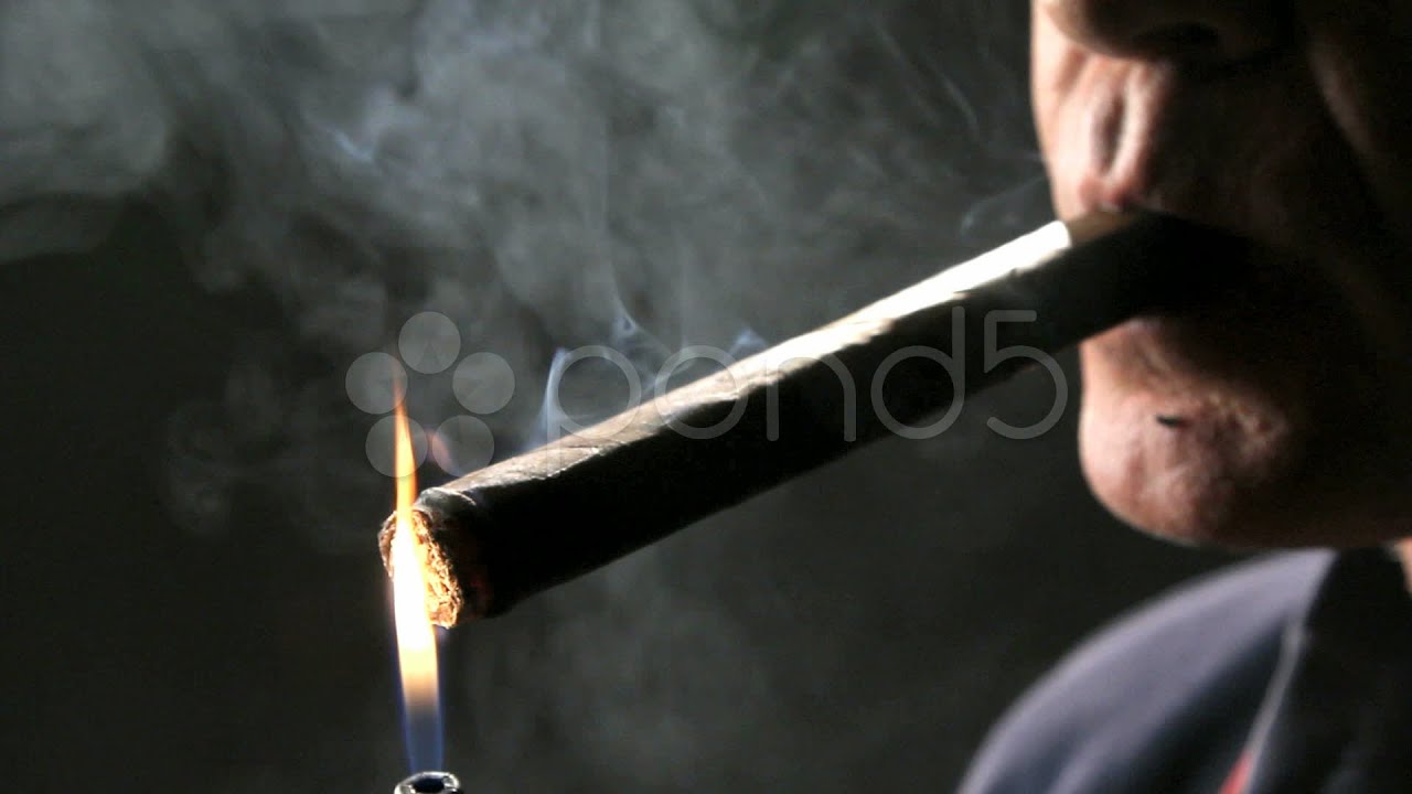 CLOSE-UP MAN SMOKING CIGAR. Stock Footage - YouTube