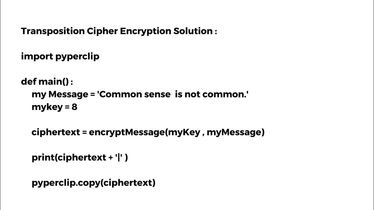 Cracking Codes With Python Transposition Cipher Encryption Youtube