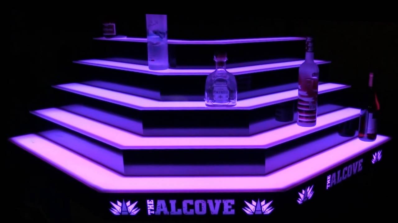 Custom LED Lighted Corner Bar Shelves - YouTube