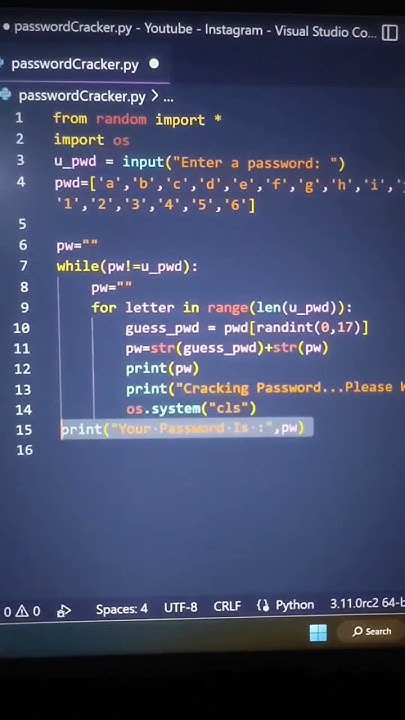 password cracking with python #python #hack#cybersecurity - YouTube
