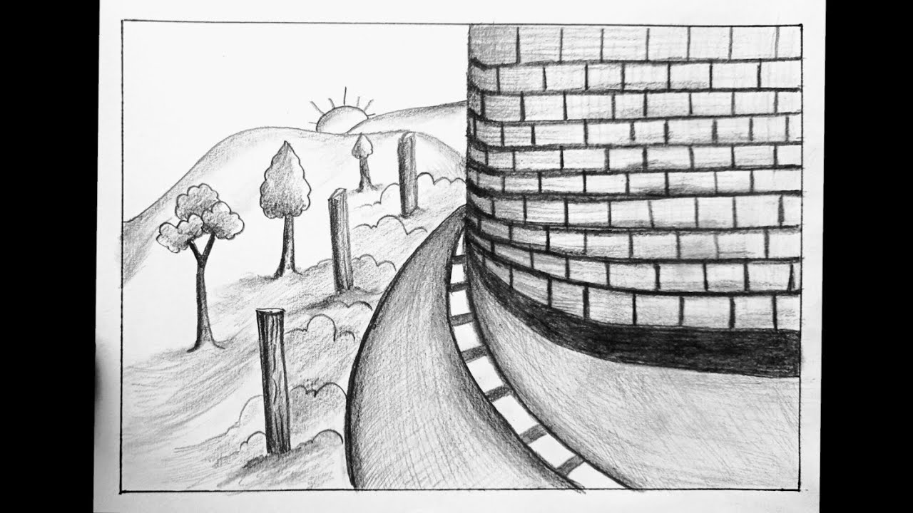 How to draw an easy scenery drawing / pencil drawing step by step - YouTube
