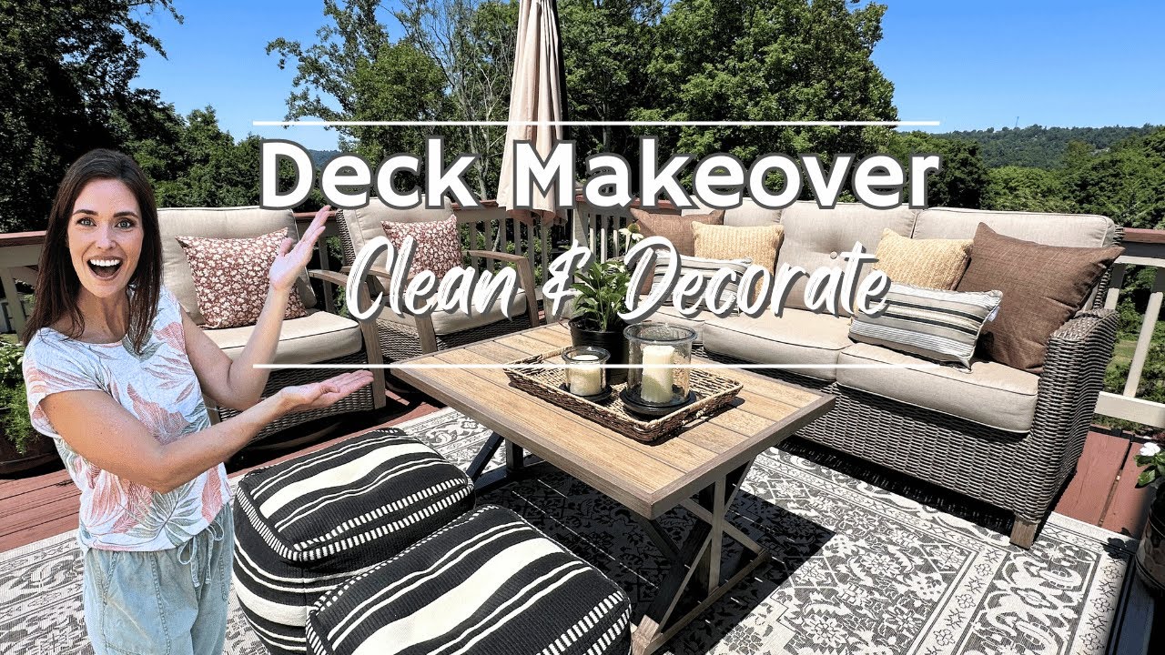 Huge Deck Makeover: Clean, Stain + Decorate for Summer | Patio Before ...