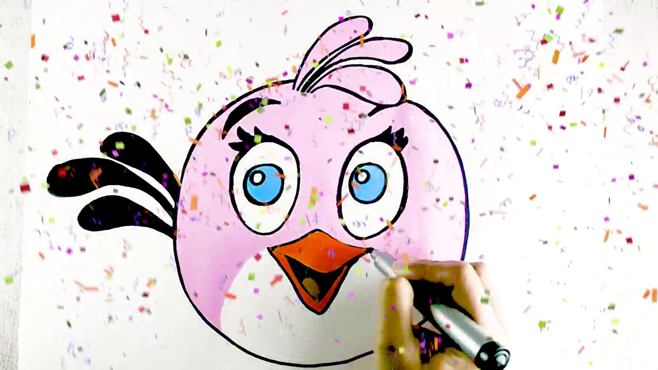 Cute Pink AngryBird Drawing and Coloring Pages for Kids, Babies ...