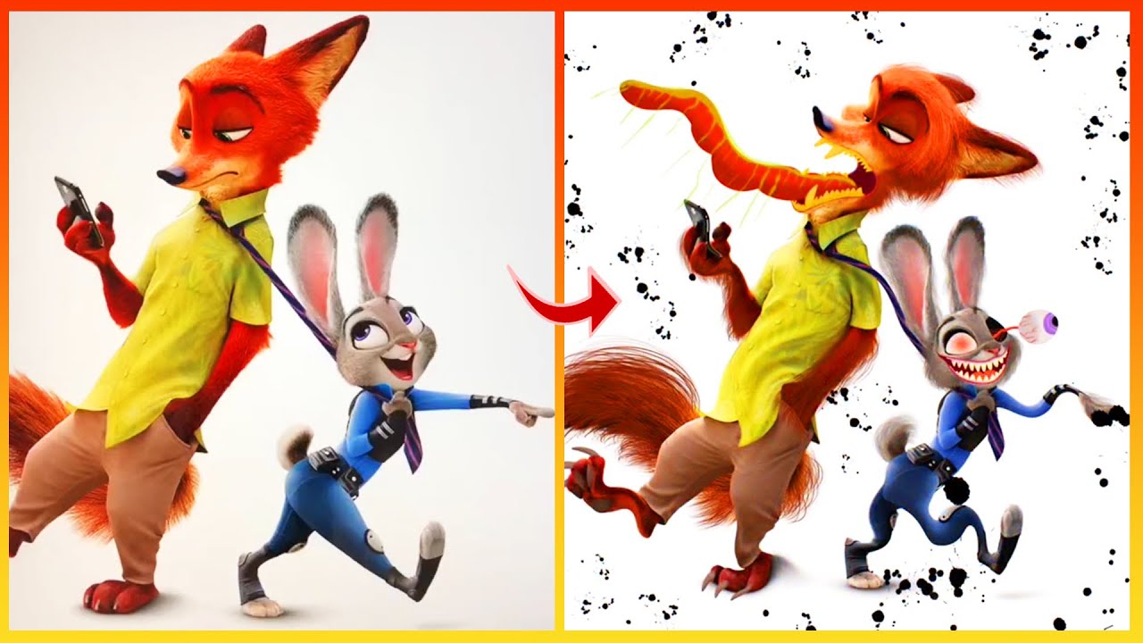 Zootopia Cartoon Glow Up Zombie - Disney Cartoon Horror Art - YouTube