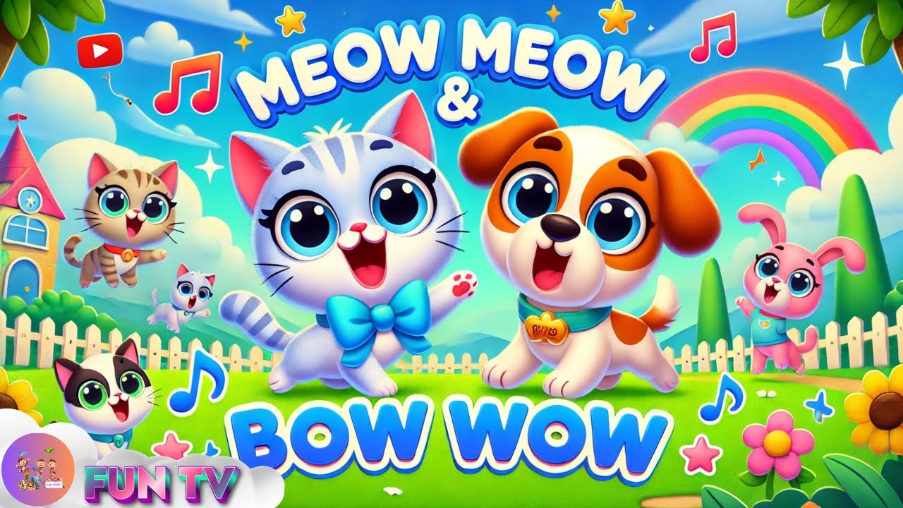 Meow Meow & Bow Wow | Nursery Rhymes & Kids Songs Cute Cat & Dog Poem ...