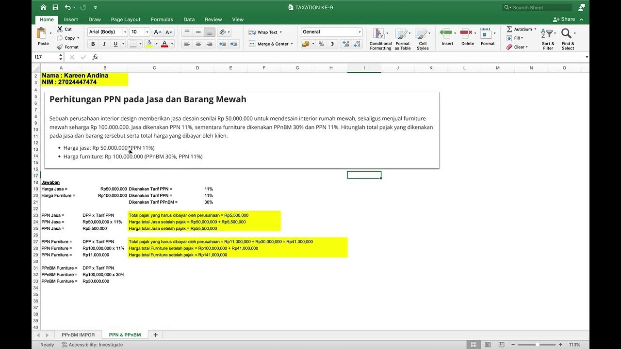 Perhitungan PPN & PPnBM Kareen Andina - YouTube