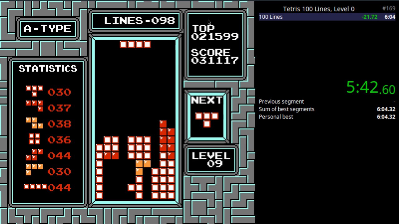 Tetris (NES) -- 100 Lines, Level 0 Start Speedrun, 5:46 - YouTube