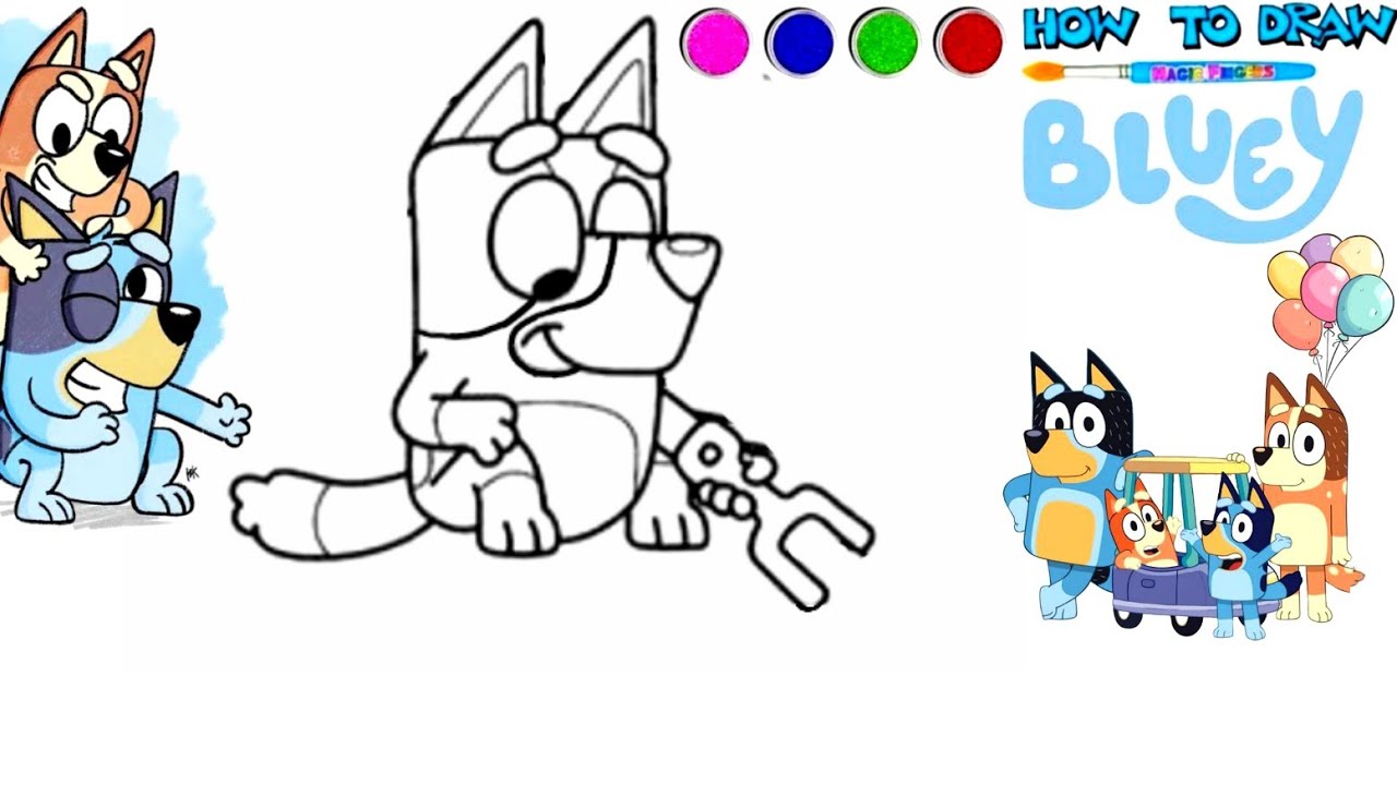 Easy Bluey Drawing Tutorial for Kids 😱 Learn to Draw Bluey and Bingo 💙🧡 ...