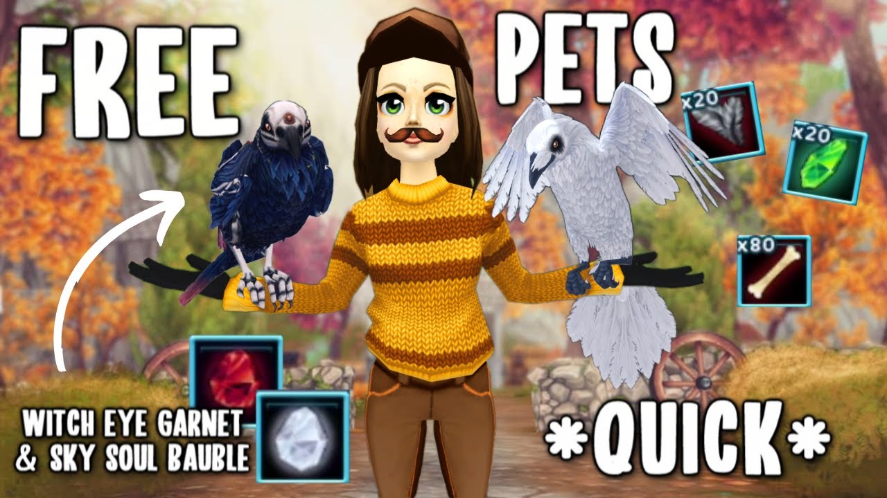 How to get UNBROKEN BONES & FEATHERS QUICKLY, FREE RAVEN PETS & Witch ...
