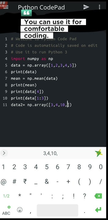 Pythontutorial Shorts Python Code On Phone Python Codepad How Cool