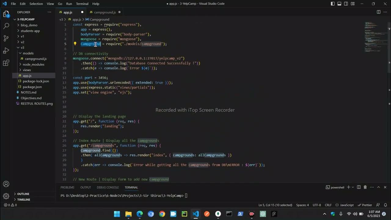 Node Js Tutorial | 10-YelpCamp Code Refactor - YouTube