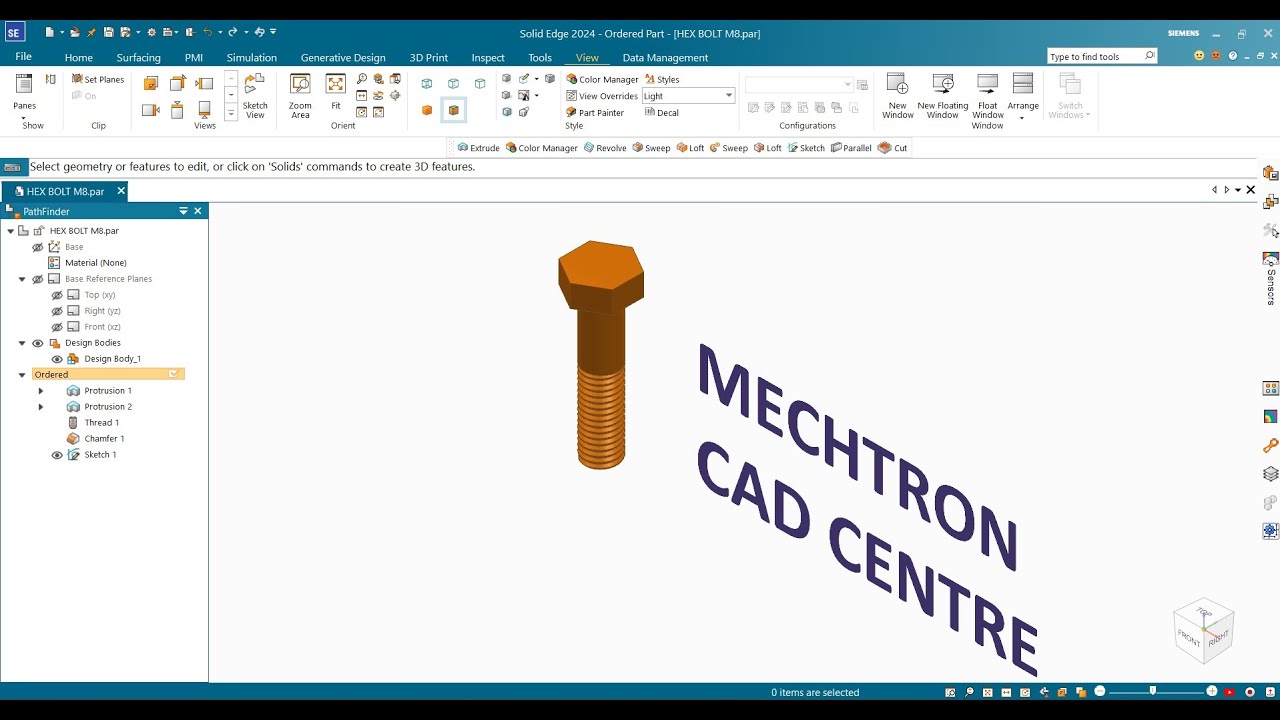 Solid Edge 2024 - How to Create Cosmetic Threads | Physical Threads in ...