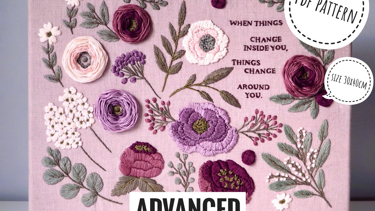 Embroidery tutorial+ pattern "Heather field". Advanced - YouTube