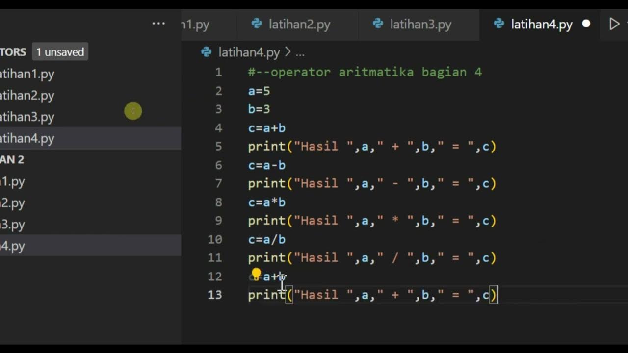 Menggunakan Operator Aritmatika pada Python Bagian 4 - YouTube