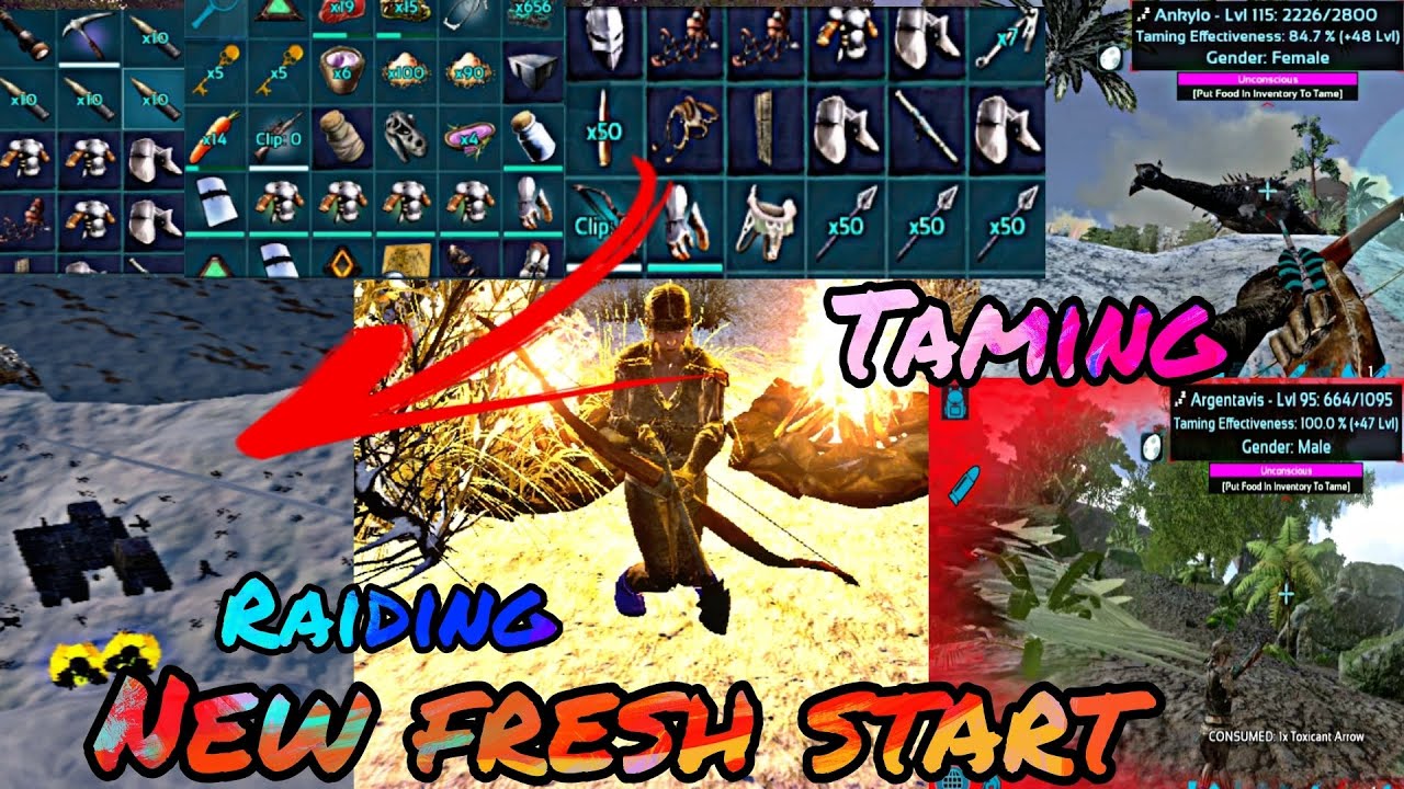 [ ARK MOBILE ] PVP NEW SERVER DAY 1 TAMING RAIDING SOLO - YouTube
