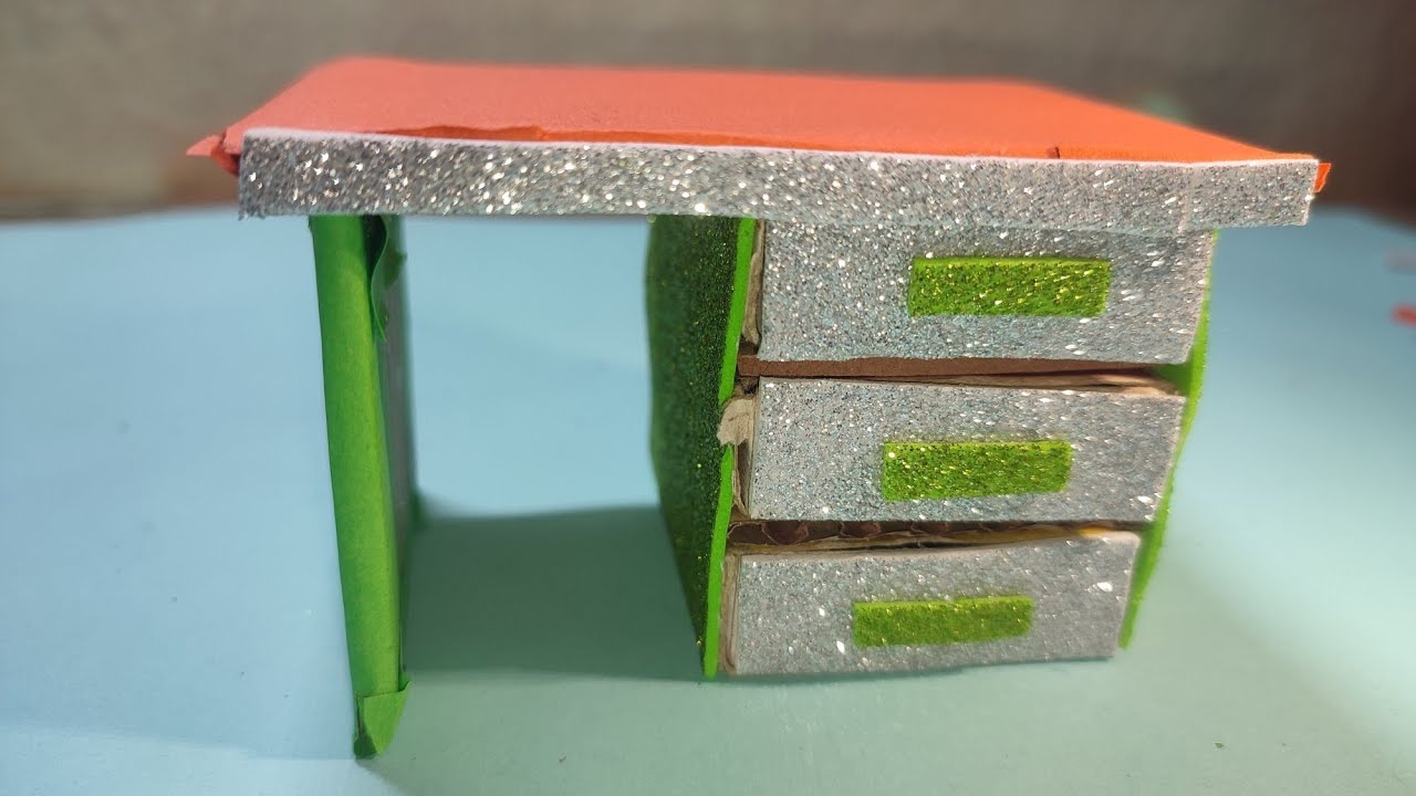 make mini study table with paper and match box / and other crafting ...