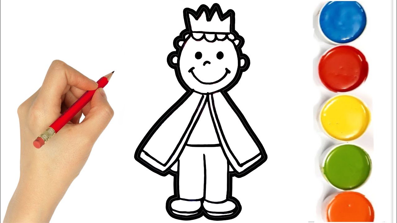 How to draw Cute Prince -Colouring for Kids & Toddlers |Draw, Paint and ...