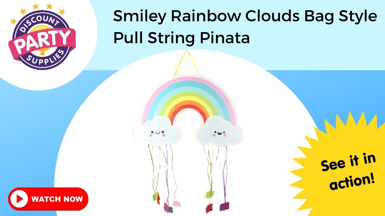 Smiley Rainbow Clouds Bag Style Pull String Pinata | Discount Party ...