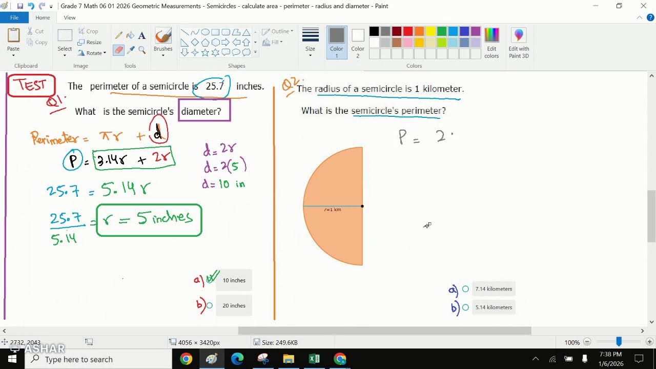 Math, Grade 7, January 06, Geometric Measurements - YouTube