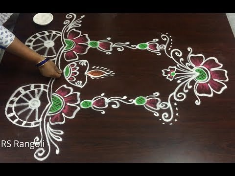 Ratham muggulu || Sankranthi rahtam muggulu || Beautiful flower ratham ...