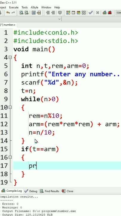 armstrong number in c | ms coder - YouTube