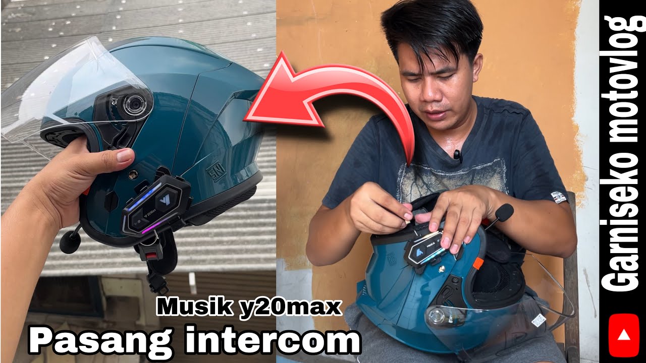 TUTORIAL PASANG INTERCOM INTERCOM MUSIK Y20 max DI HELM FORCE X1 - YouTube