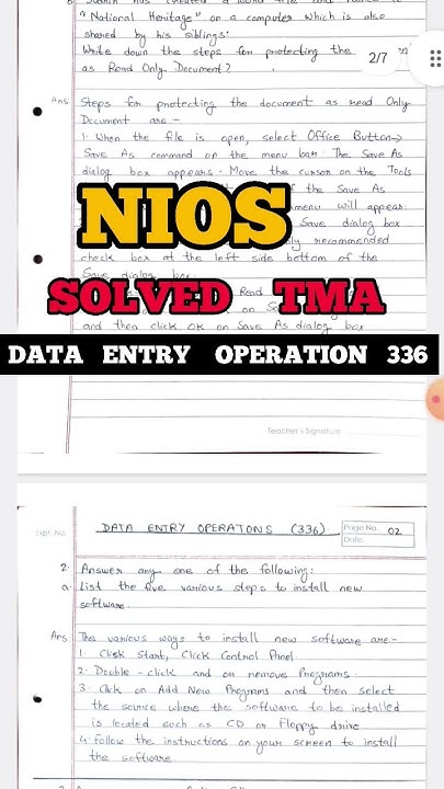 Nios Class 10th Data Entry Operation 336 Solved TMA 2023-24 | Nios TMA Questions With Answer ‎# ...