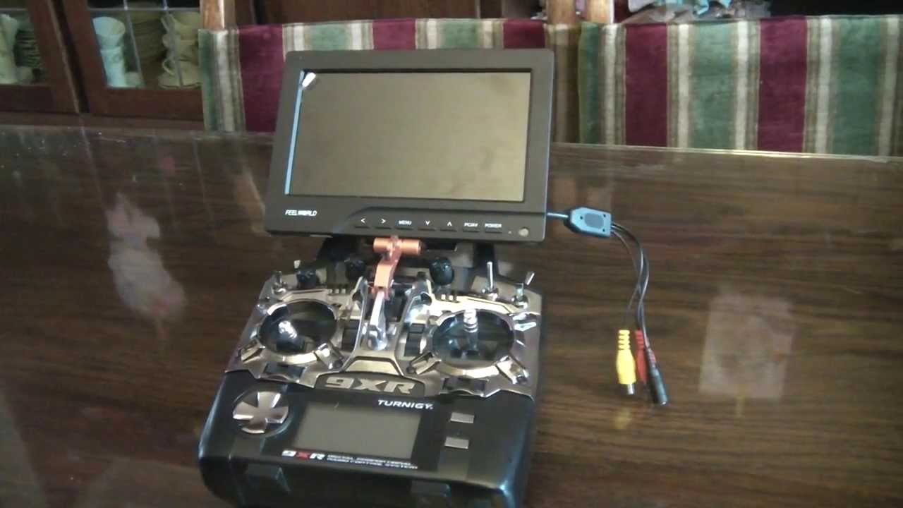 Turnigy 9XR with 7" FPV screen mount - YouTube
