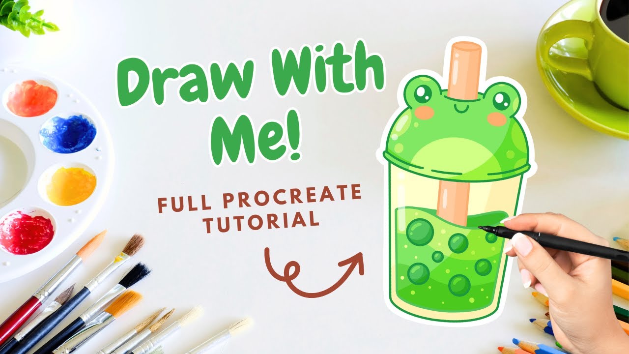 How to Draw A Kawaii Boba Tea Frog! Full Procreate Digital Drawing ...