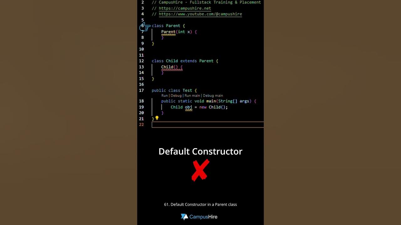 Java IQ #61 - Default constructor in a parent class - YouTube