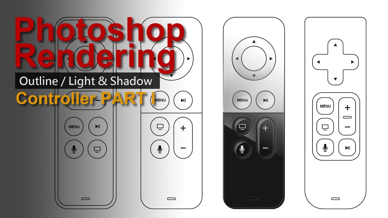 【Photoshop Rendering】5-1/ Controller-1 基礎上色&光影 - YouTube