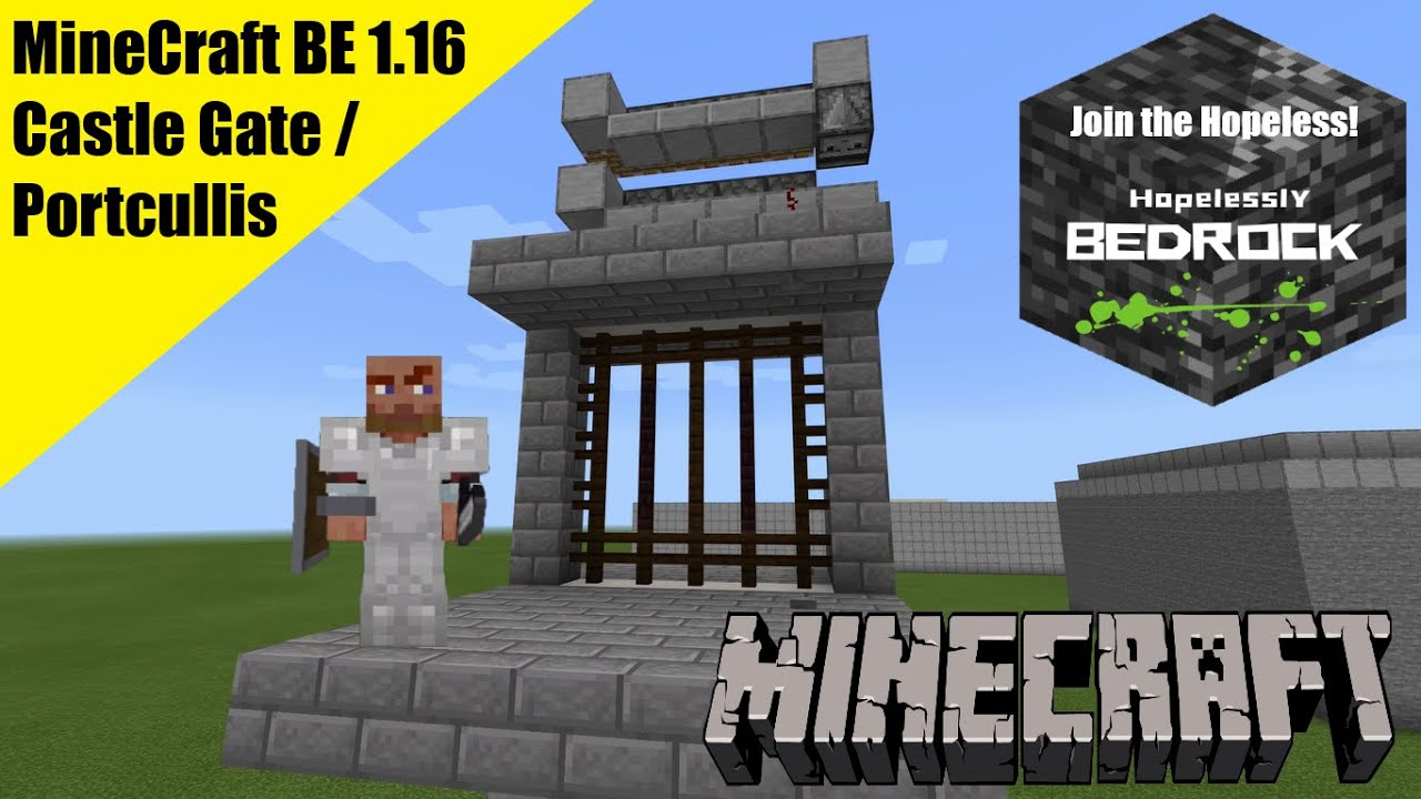EASY CASTLE GATE(Portcullis) Tutorial - Minecraft Bedrock - All ...